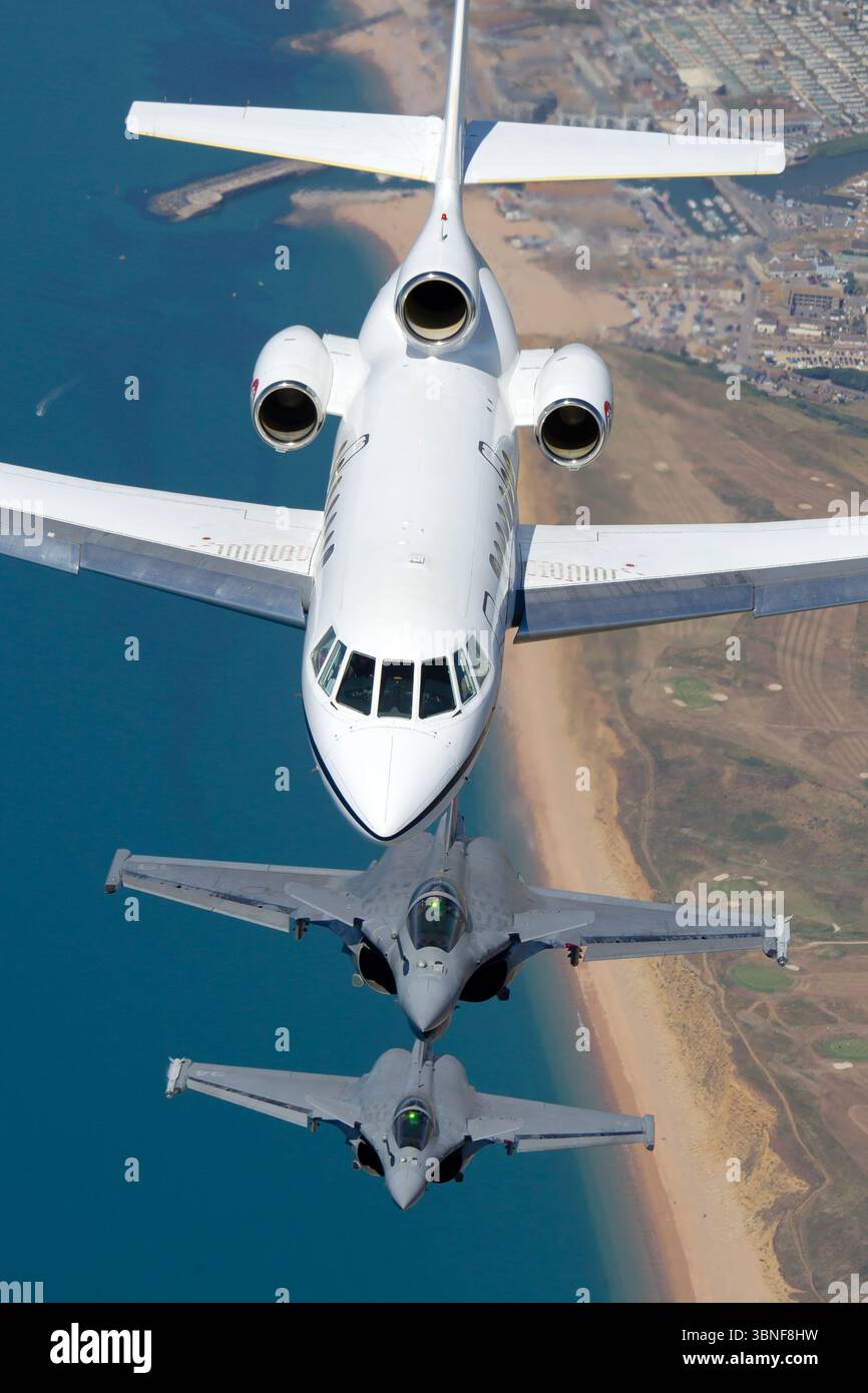 The French Navy’s Dassault Falcon 50MS Surmar (Reg. 5) leads a ...
