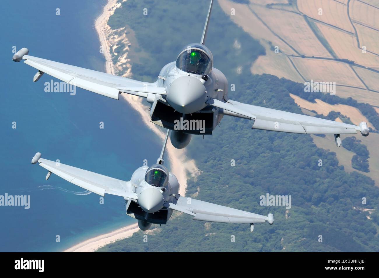 Two Royal Air Force Eurofighter Typhoon FGR4 aircraft, registered ZK352 ...