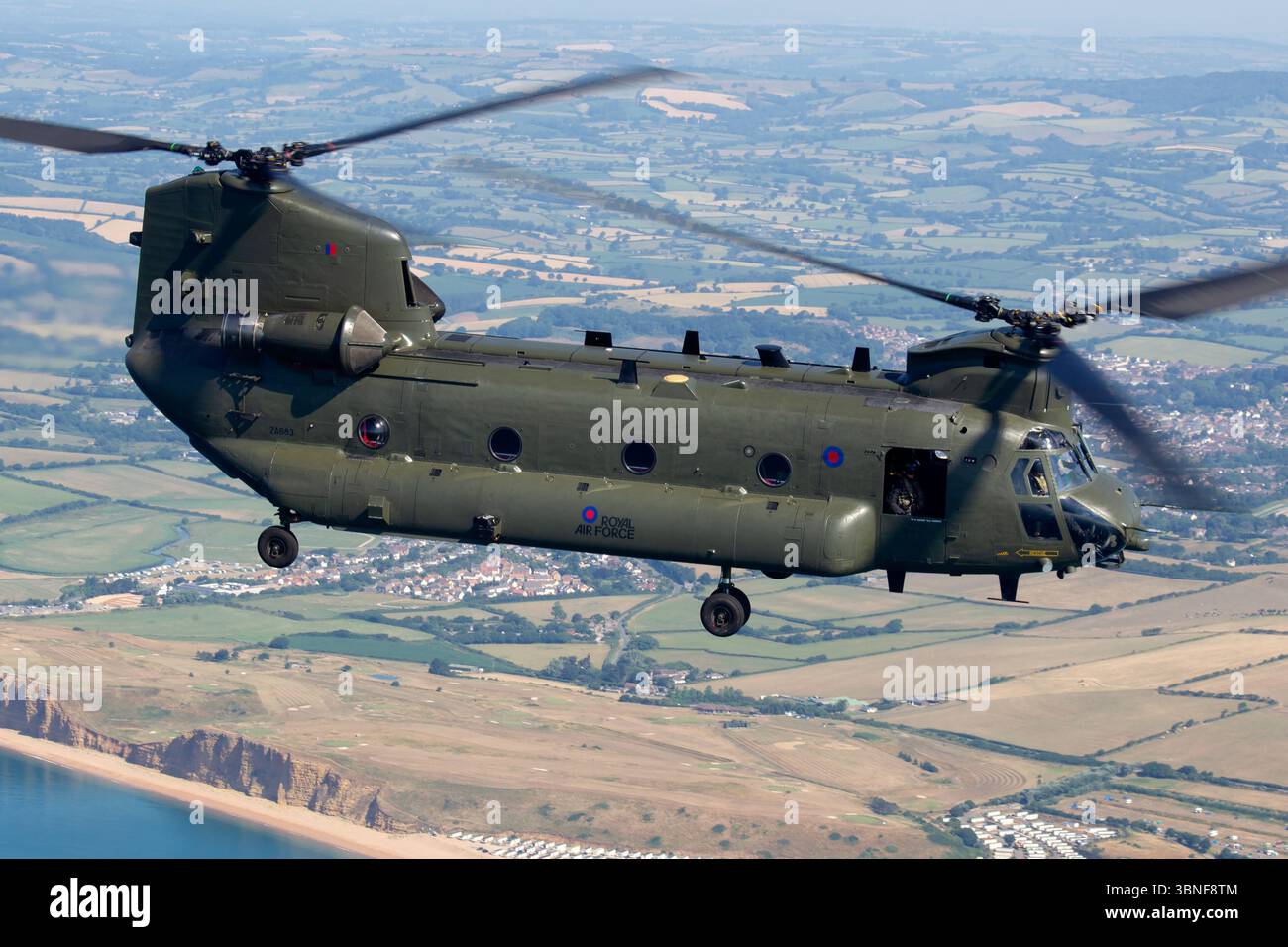 RAF Boeing Chinook HC6A (352), reg. ZA683, performs a high-performance ...