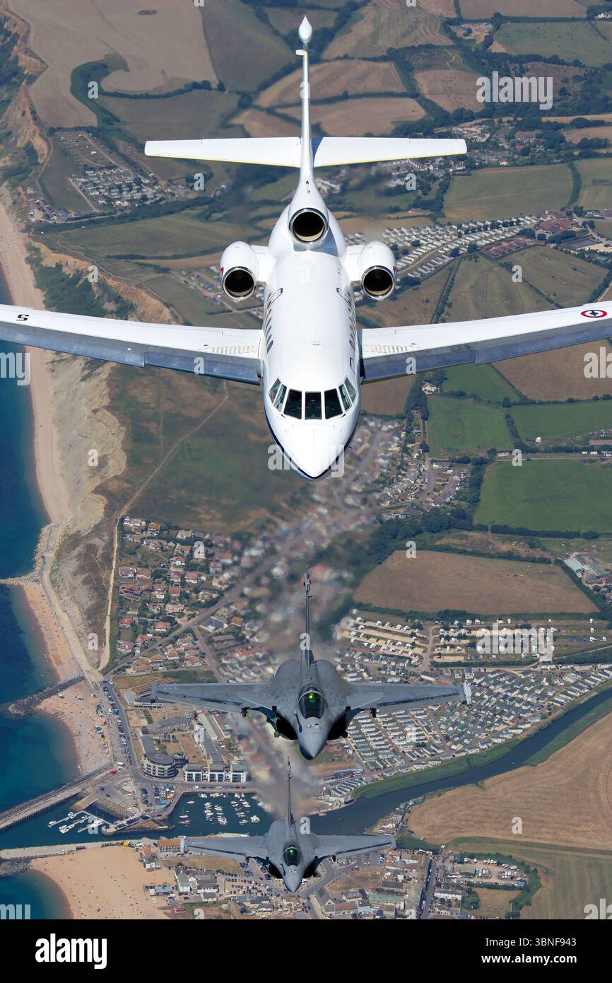 In this air-to-air photo, the French Navy Dassault Falcon 50MS Surmar ...