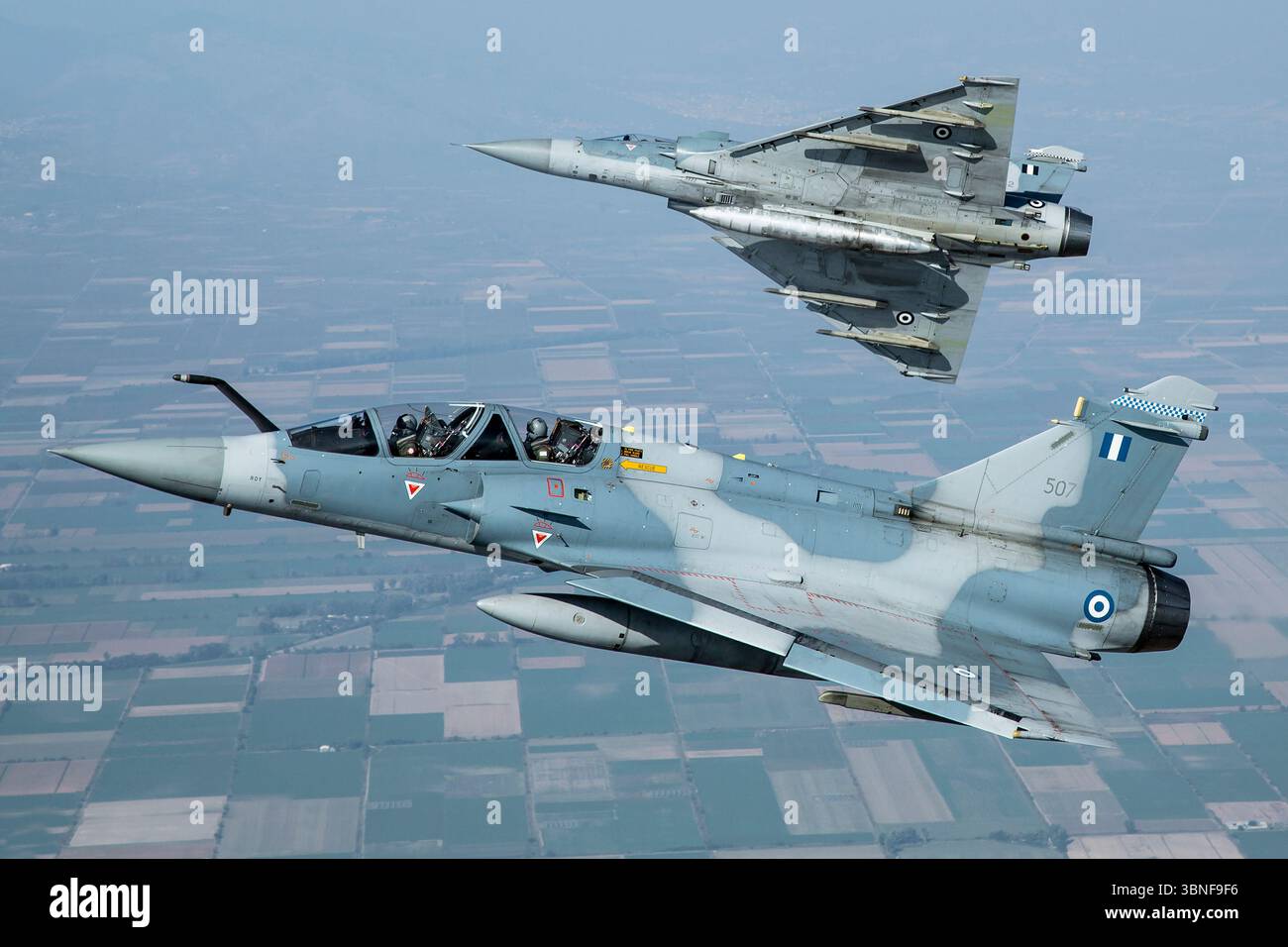 The Dassault Mirage 2000-5BG, tail numbers 507 and 242, is shown in an ...