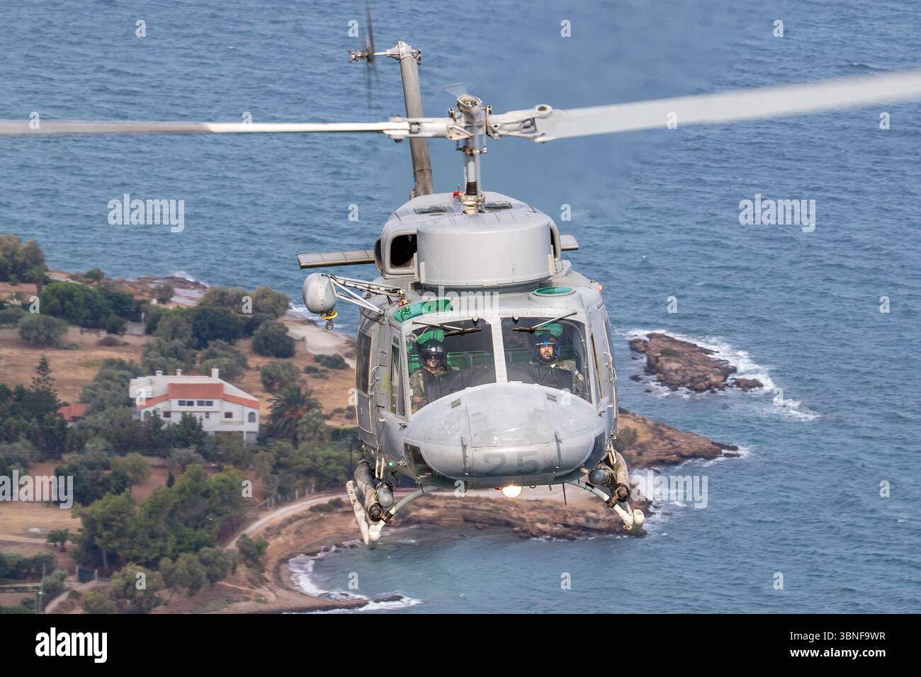 The Hellenic Navy AB-212ASW helicopter, with tail code PN25, is a twin ...