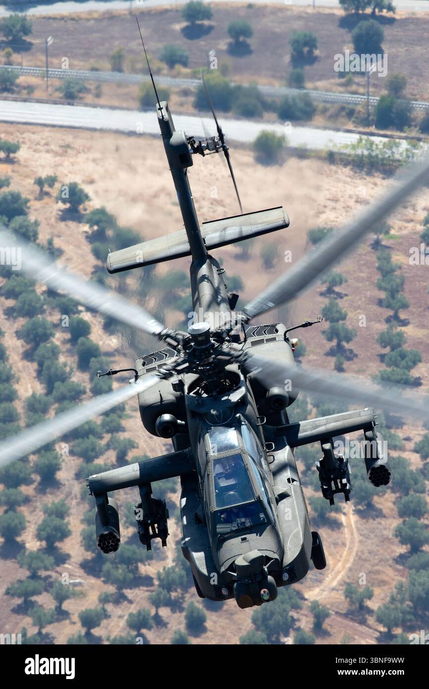 The Greek Hellenic Army Boeing AH-64DHA Apache, a heavily armed attack ...