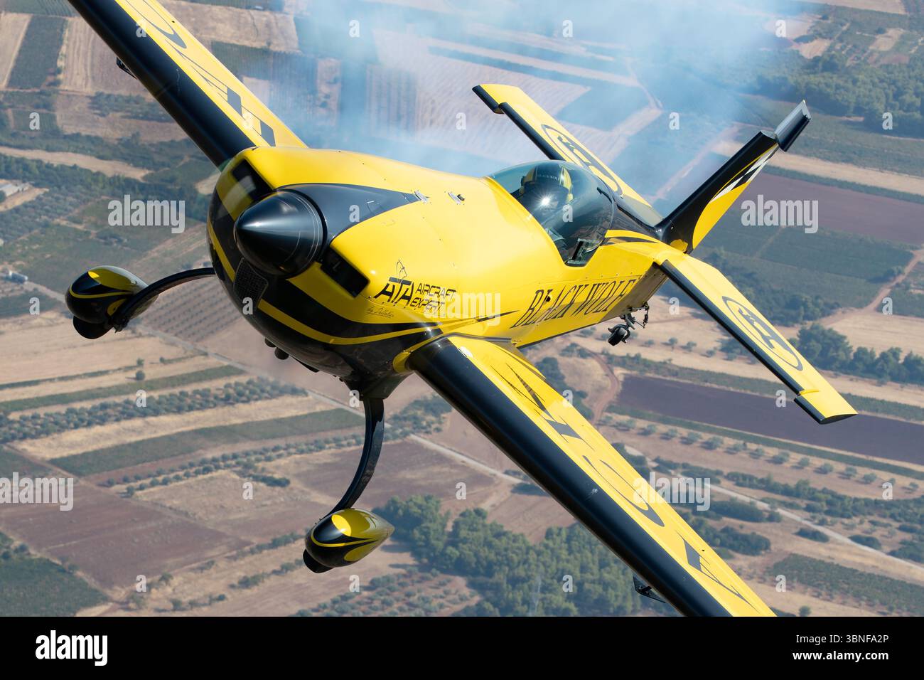 The Black Wolf Extra EA-330SC (Reg. F-HMKF) is an aerobatic aircraft ...