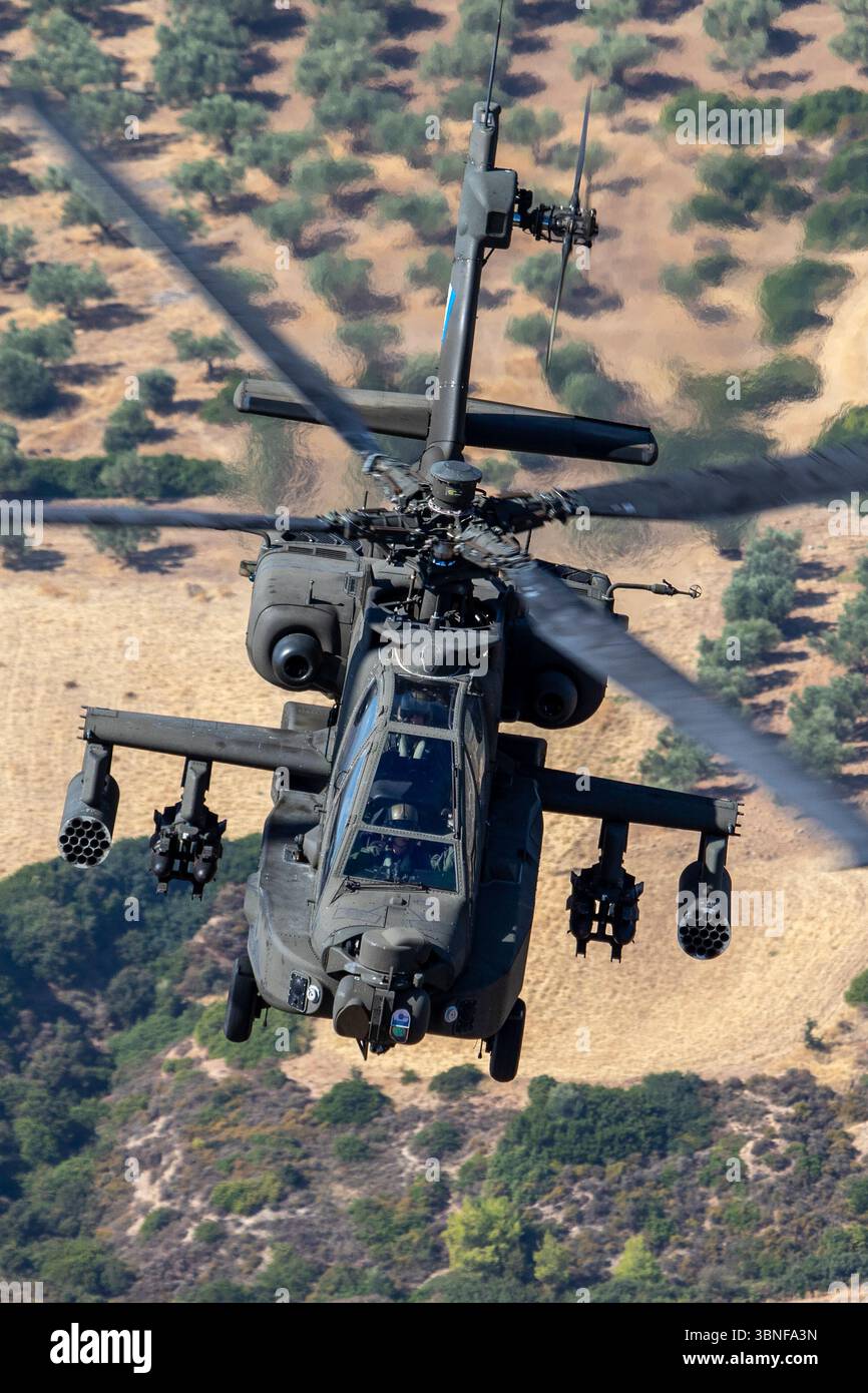 The Greek Hellenic Army's Boeing AH-64DHA Apache, tail number ES1026 ...