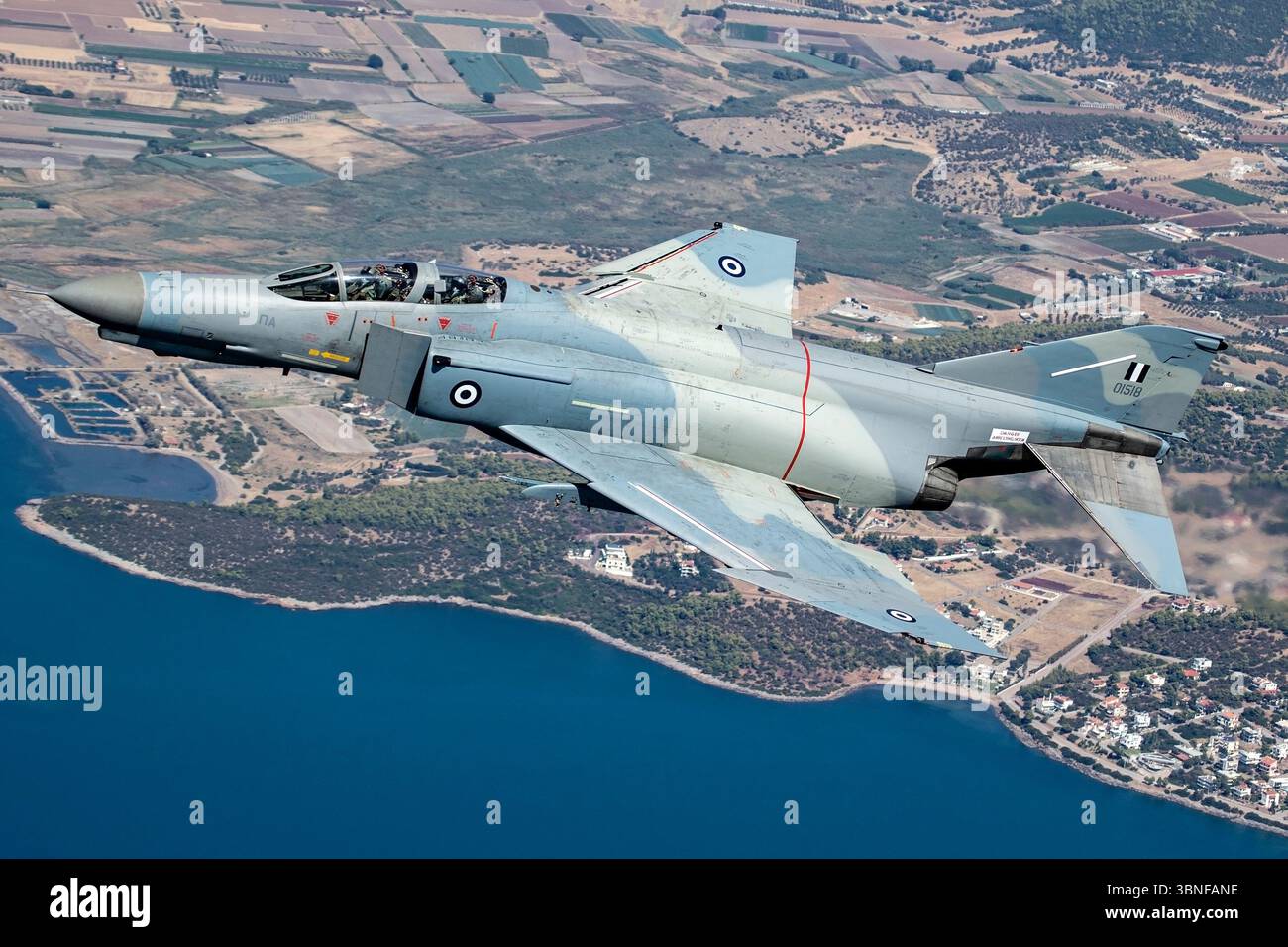 The F-4E AUP Phantom II, bearing serial number 01518, is operated by the Hellenic Air Force ...