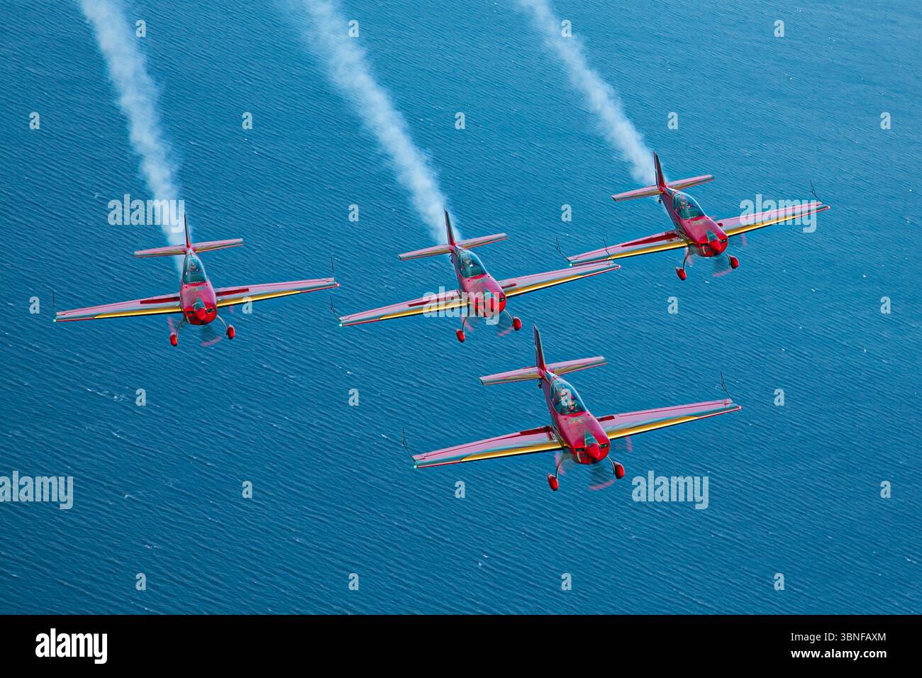 The Royal Jordanian Falcons Extra 330LX performs a formation flight ...