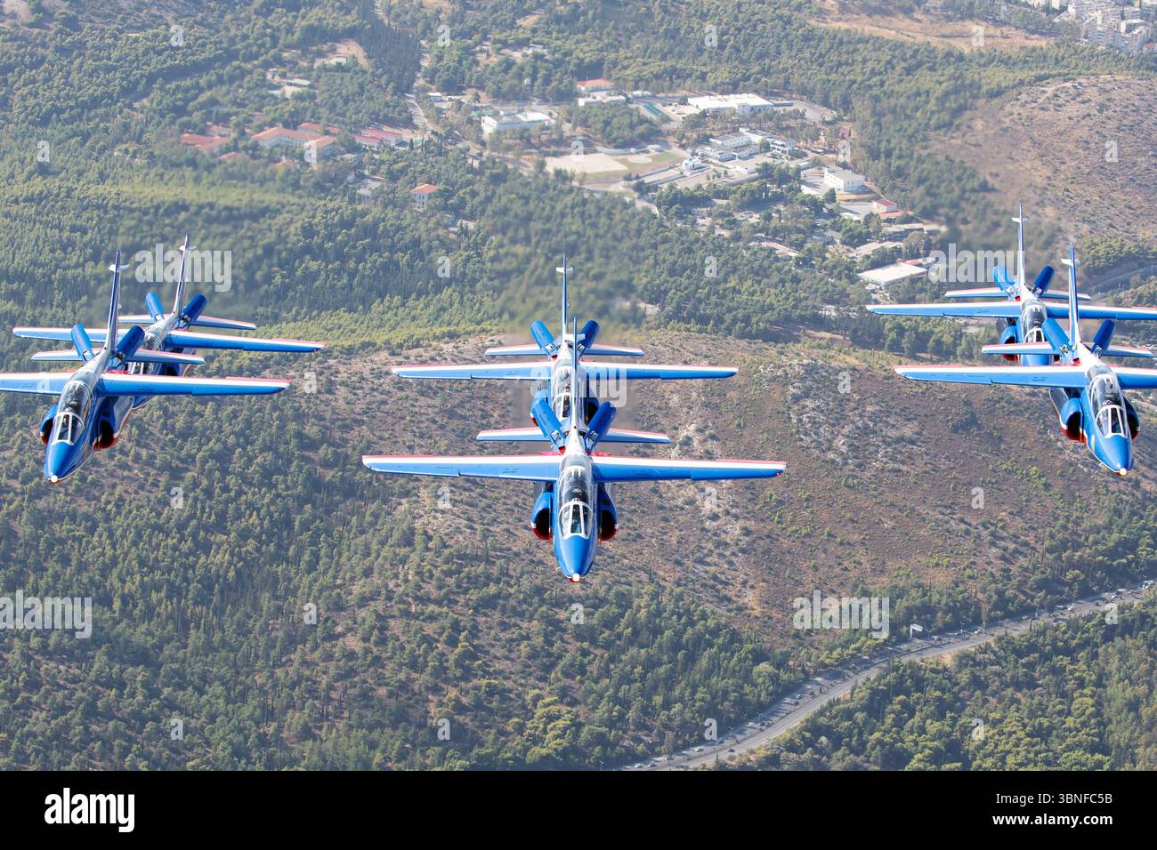 Patrouille de France (PAF) performs an aerobatic display in Dassault ...