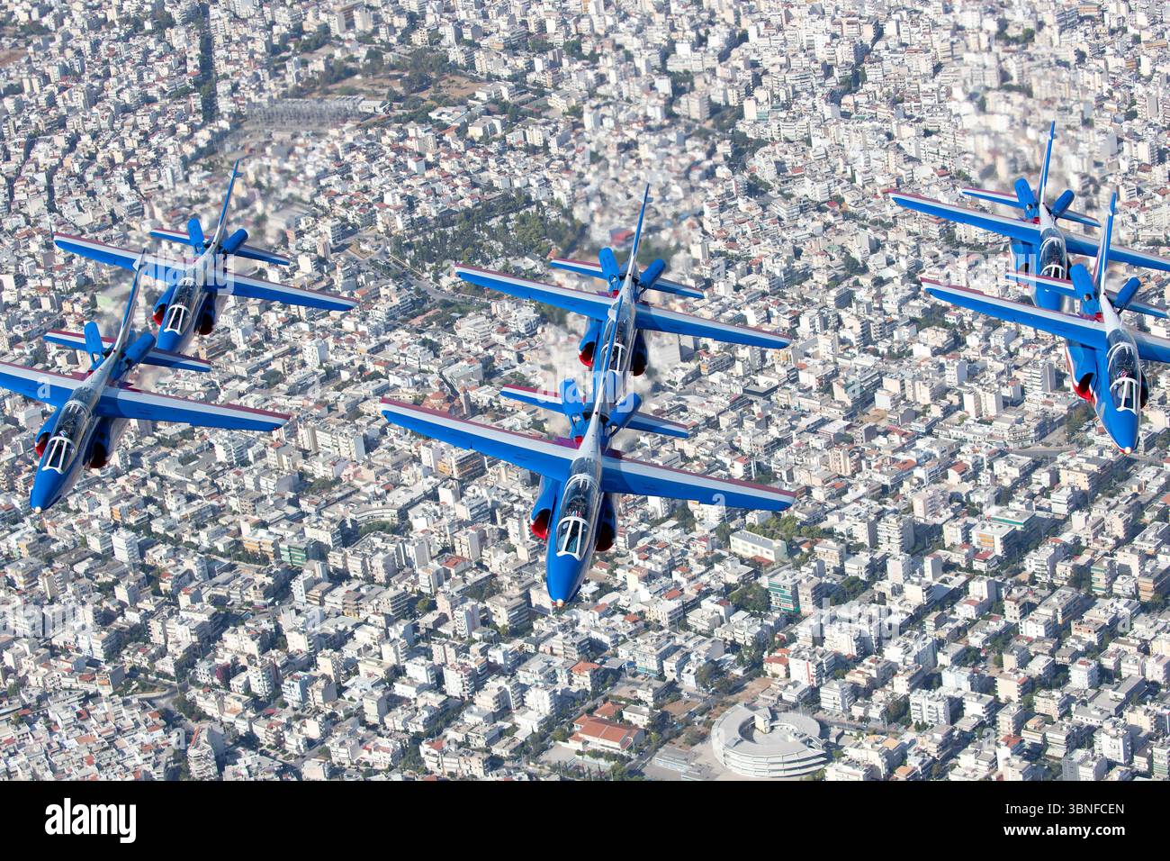 The French aerobatic demonstration team, Patrouille de France (PAF), is ...