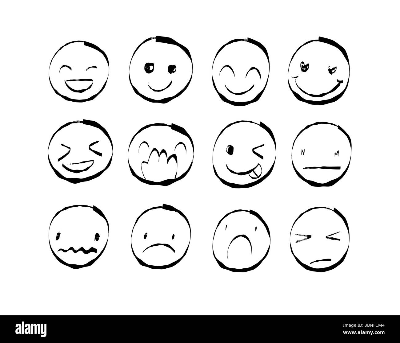 Doodle cute faces set Cut Out Stock Images & Pictures - Alamy