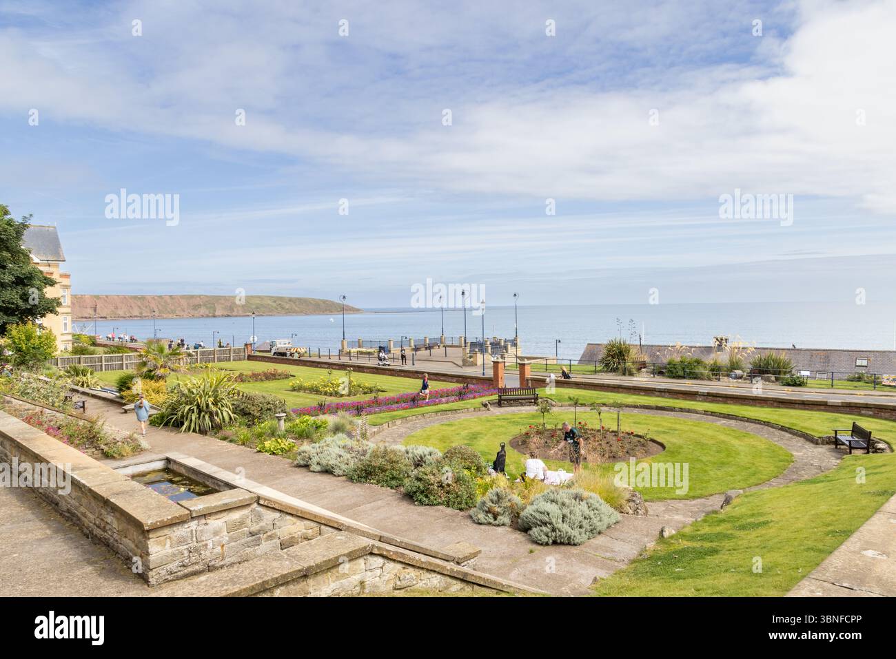 A view of Crescent Gardens overlooking Filey Bay and Filey Brigg on the ...