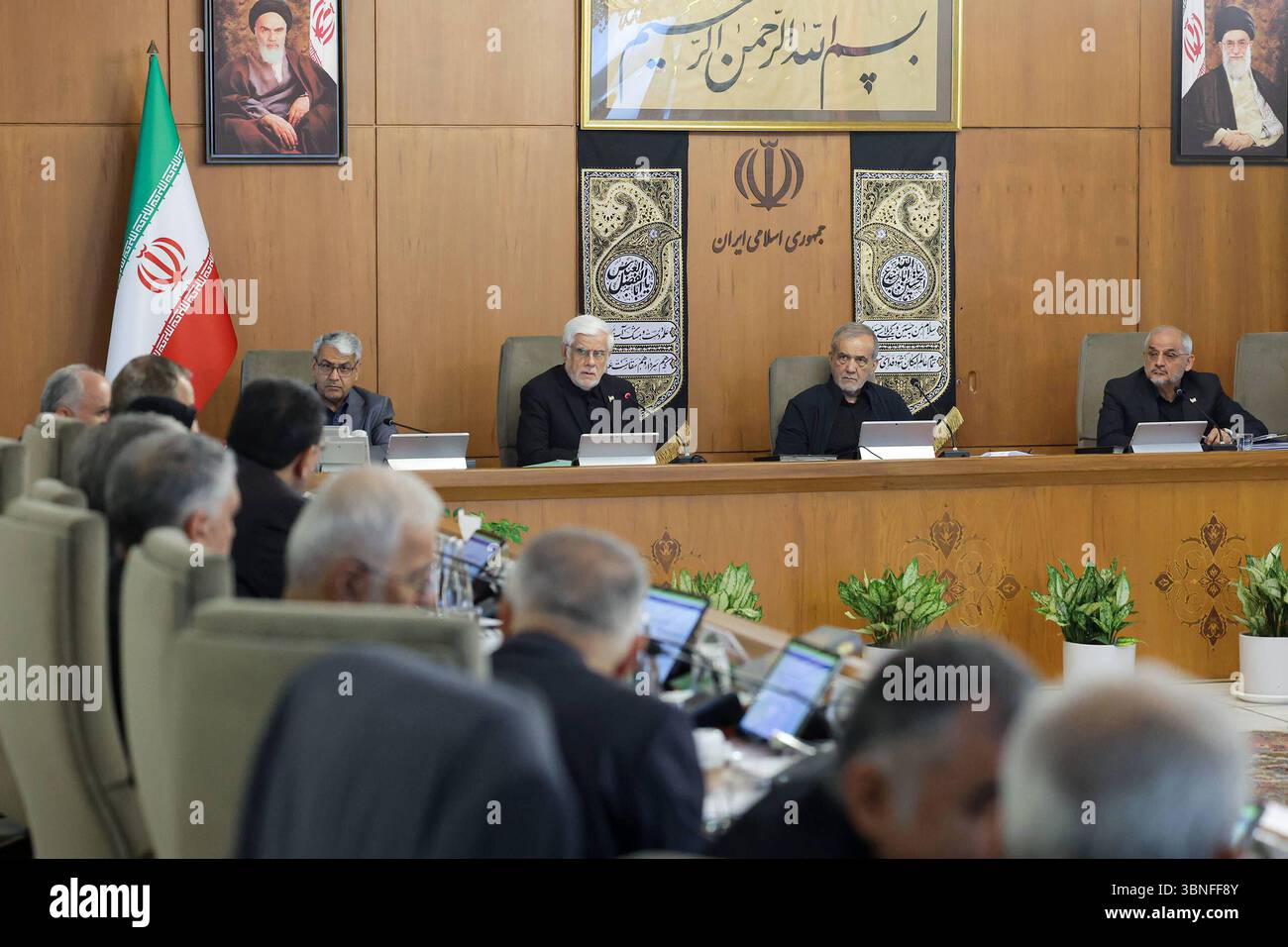 Iranian President, Masoud Pezeshkian, chairs an Iranian cabinet meeting ...