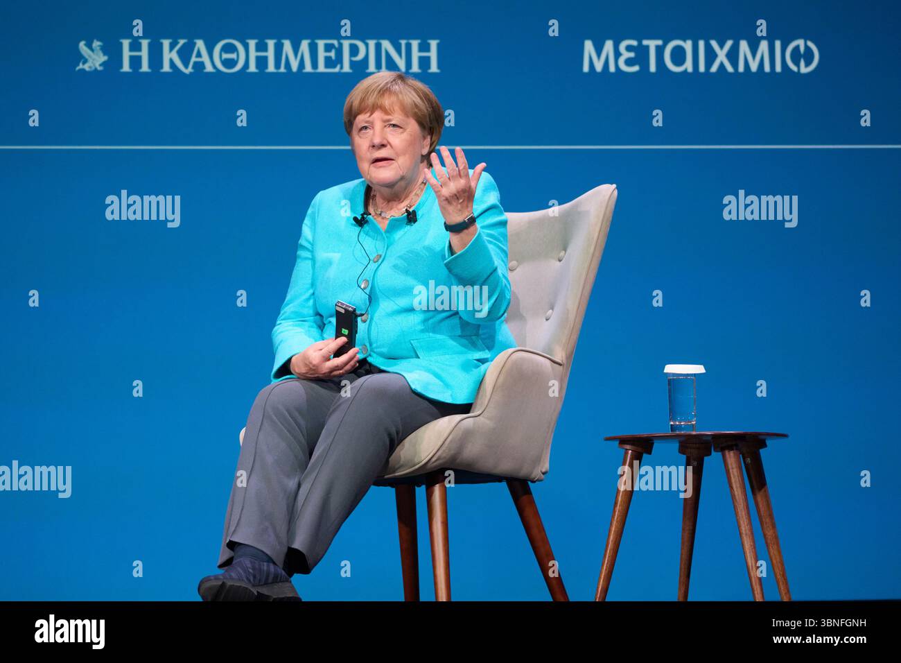 Former German Chancellor Angela Merkel speaks during the presentation ...
