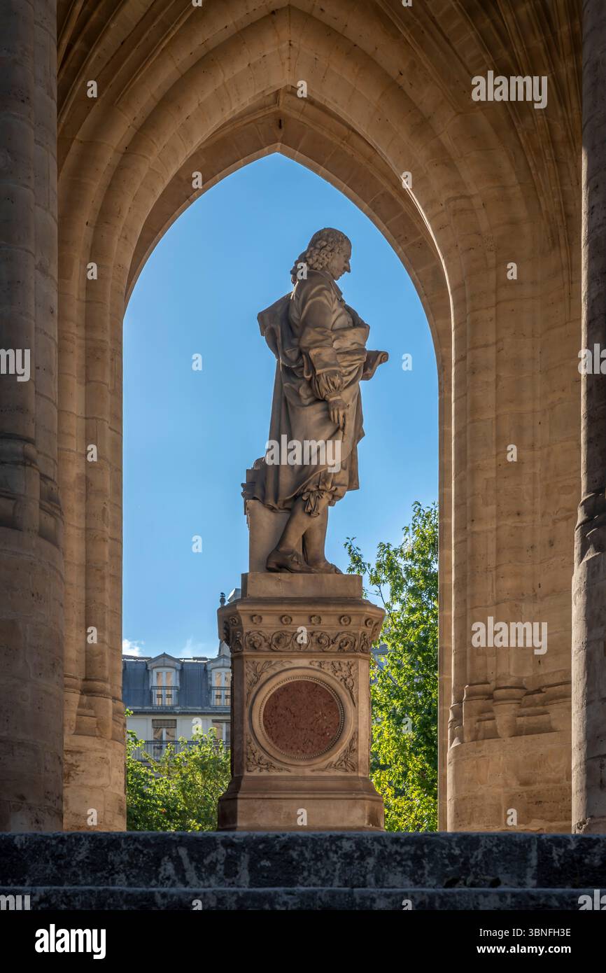 Paris, France - 07 01 2025: View the Blaise Pascal Statue in base of ...