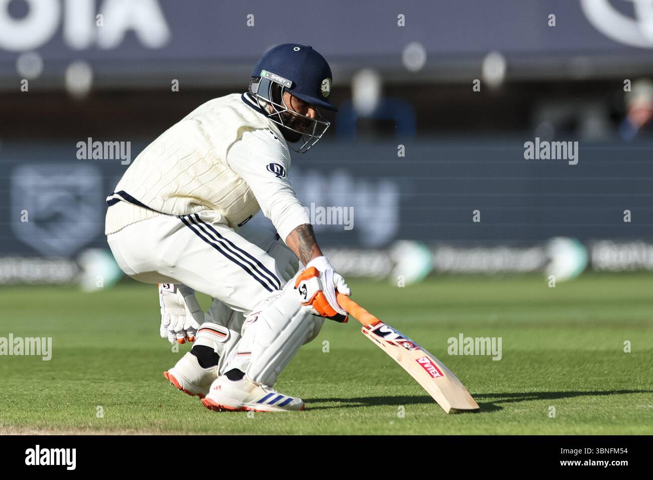 Ravindra Jadeja of India reaches for the crease during the 2nd Rothesay ...