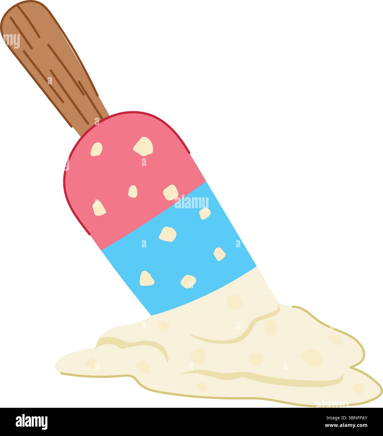 vanilla fallen ice cream cartoon vector illustration Stock Vector Image ...