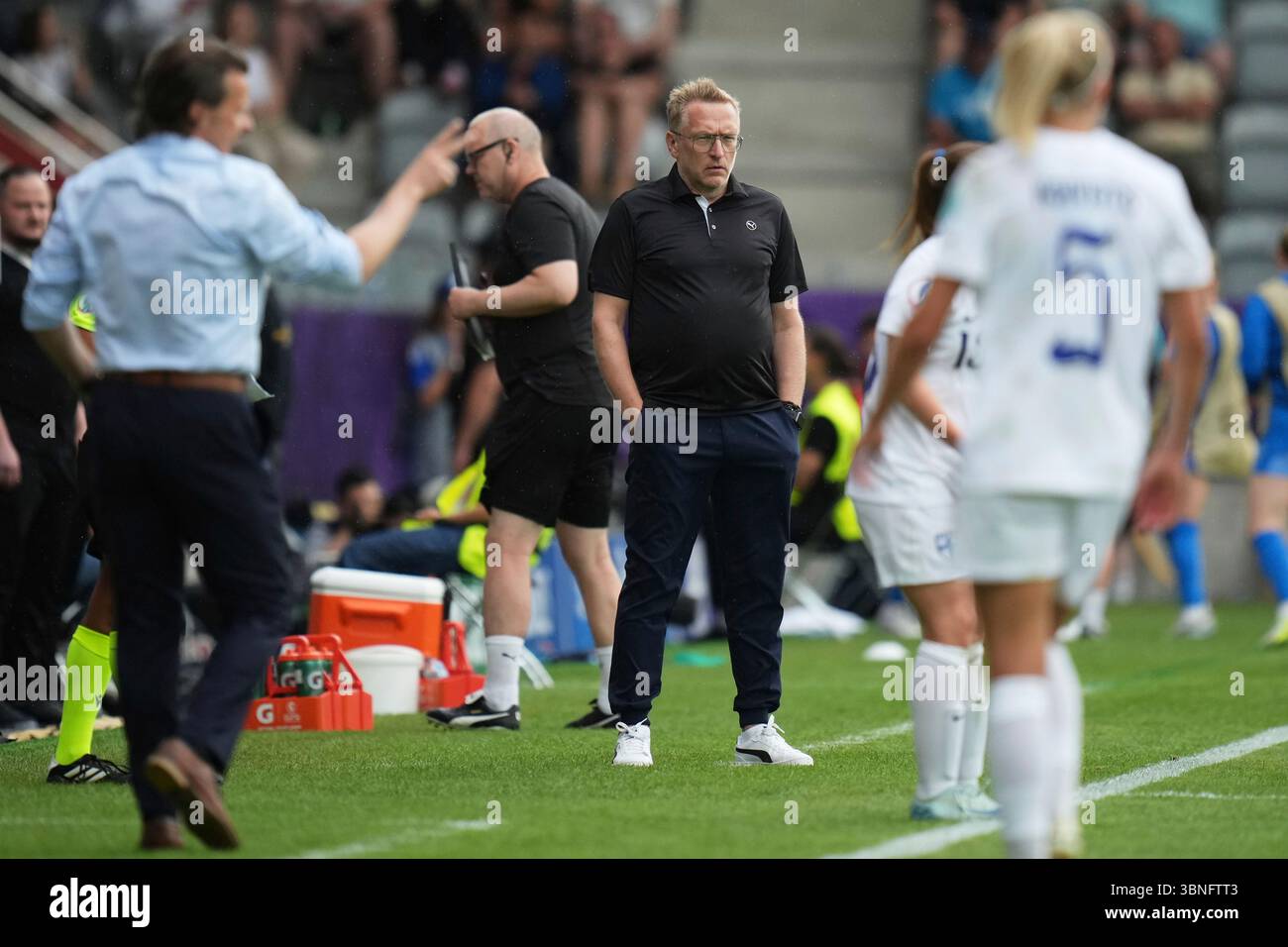 Iceland head coach Thorsteinn Halldorsson stands on the sideline during ...