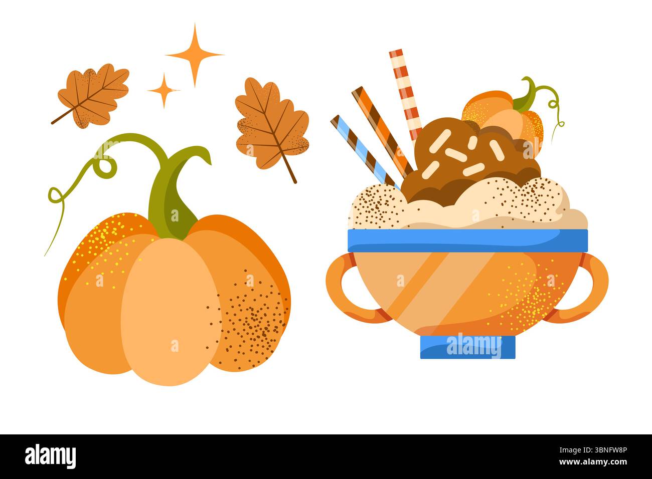 Vector pumpkin spice latte isolated on white background. Autumn coffee with whipped cream Stock ...