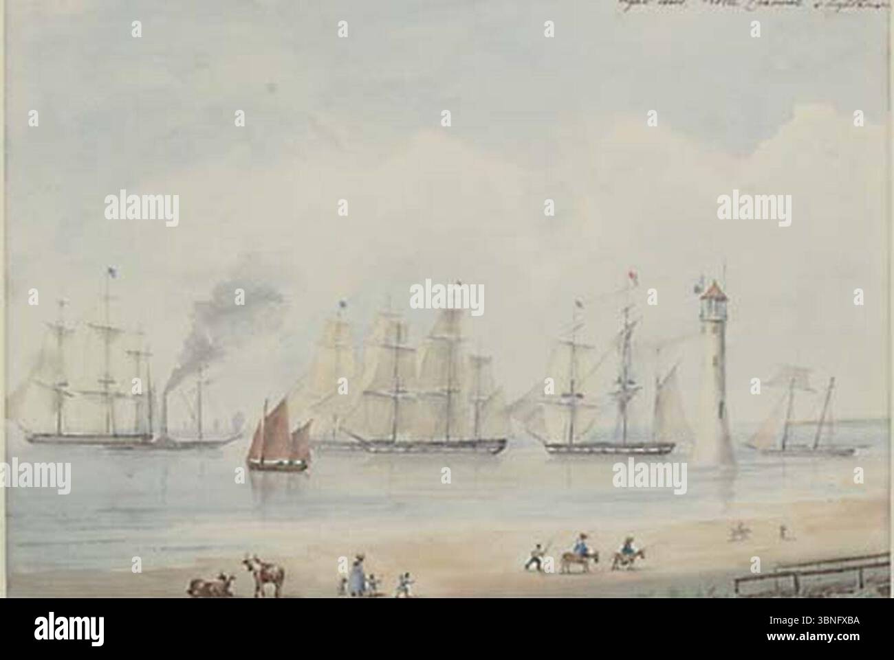 Light airs, the Rock channel and lighthouse, on the river Mersey Stock ...