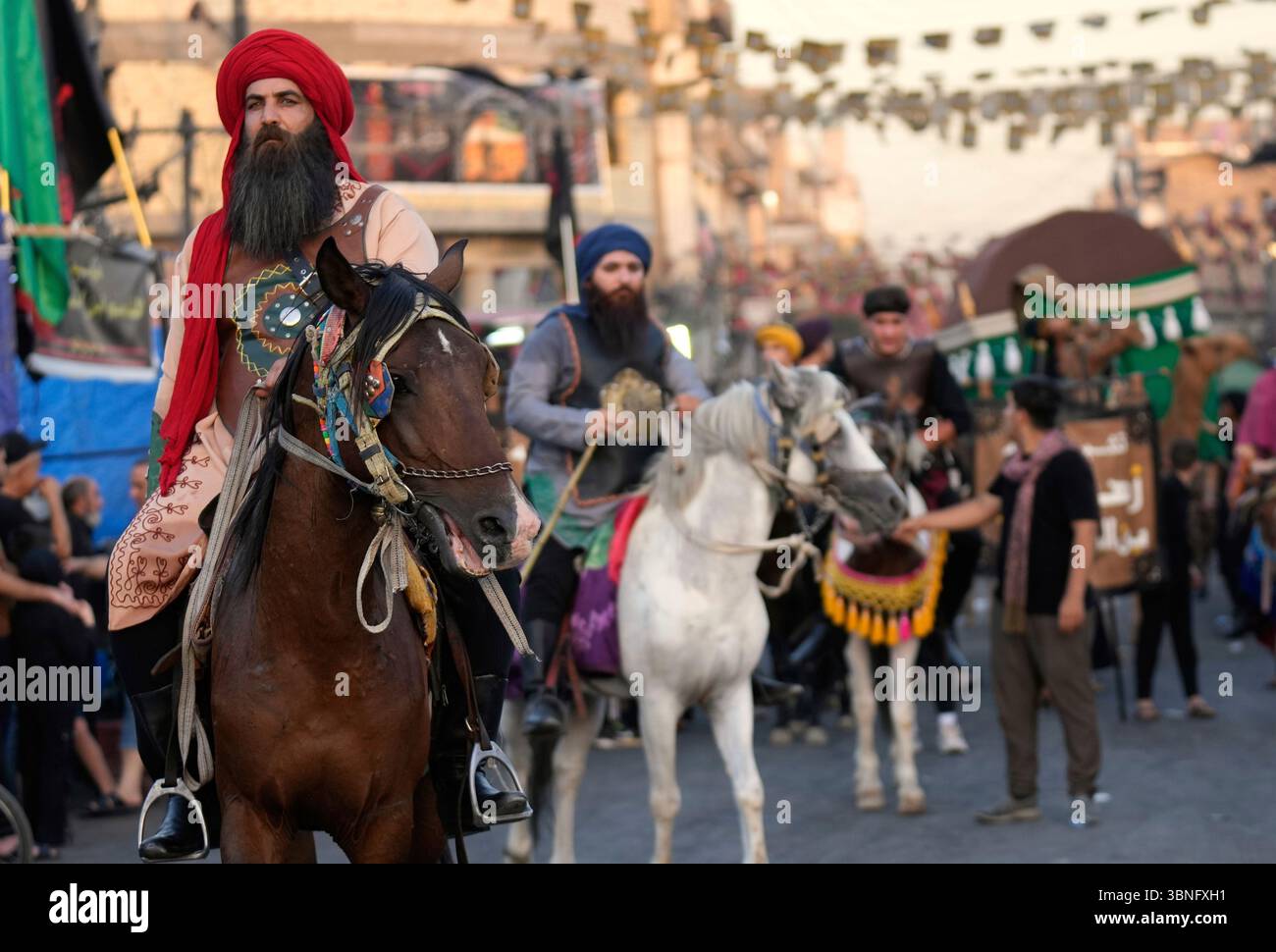 Iraqi Shiite wear traditional clothes to perform the epic of Imam ...