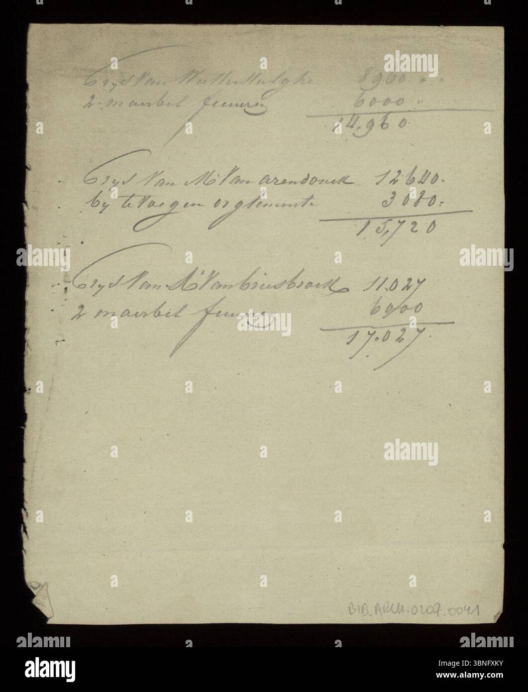 Lijstje van materialen, berekeningen 19th century Stock Photo - Alamy