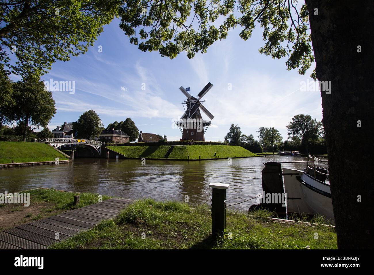 The windmill the Hope in Dokkum, Friesland, the Netherlands is a ...
