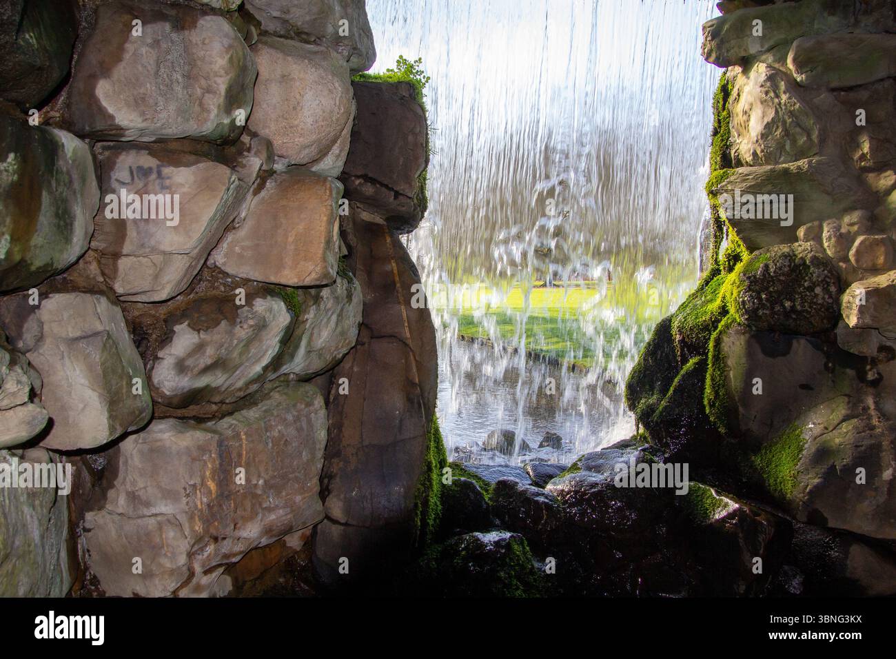 Waterfall in Park Sonsbeek in Arnhem, the Veluwe, the Netherlands. You ...