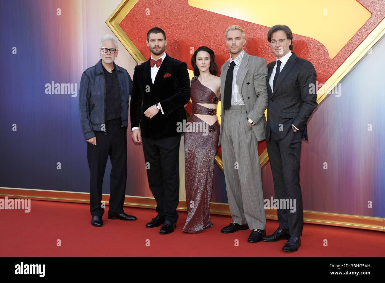 Director James Gunn, from left, David Corenswet, Rachel Brosnahan ...