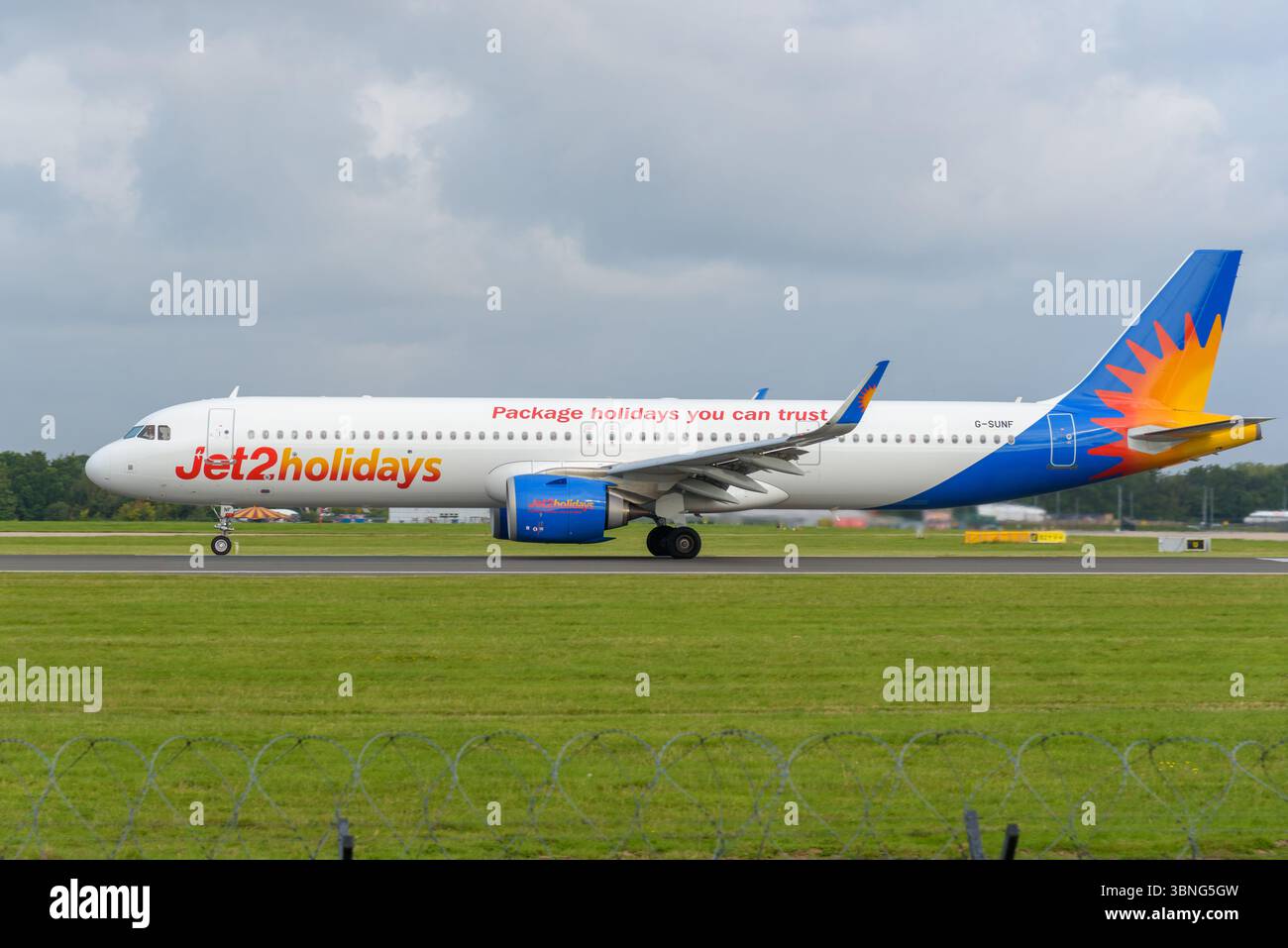 Jet2 holidays Airbus a321 on the runway at Manchester Airport Stock ...