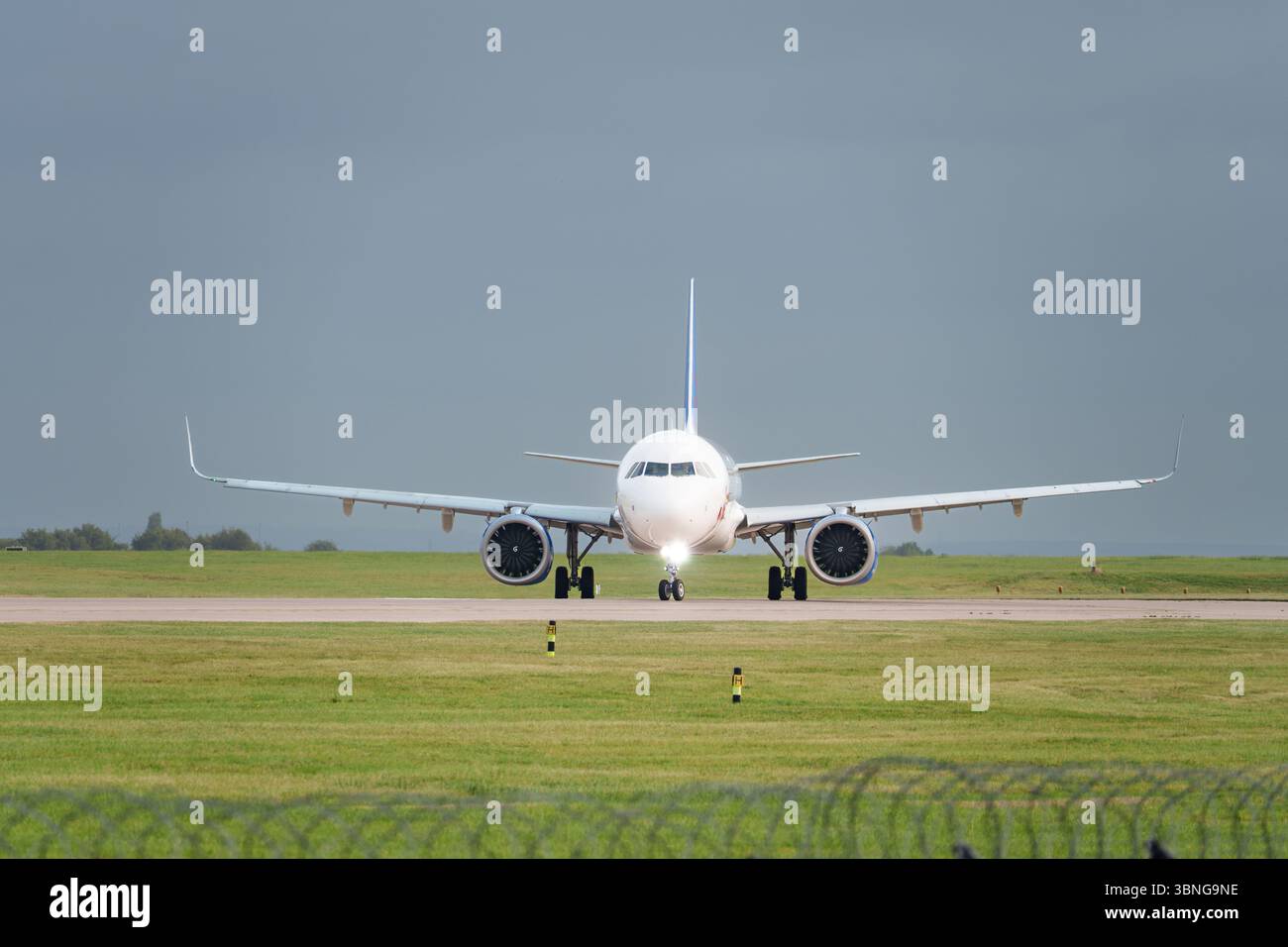 Jet2 Airbus A320 taxiing towards the runway at Manchester international ...