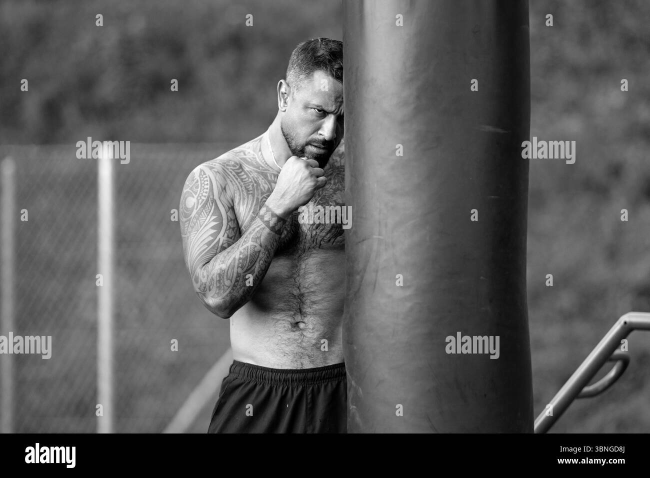 Punch. Muscular sport man. Fists fight. Mans fight, punches. Kicks up ...