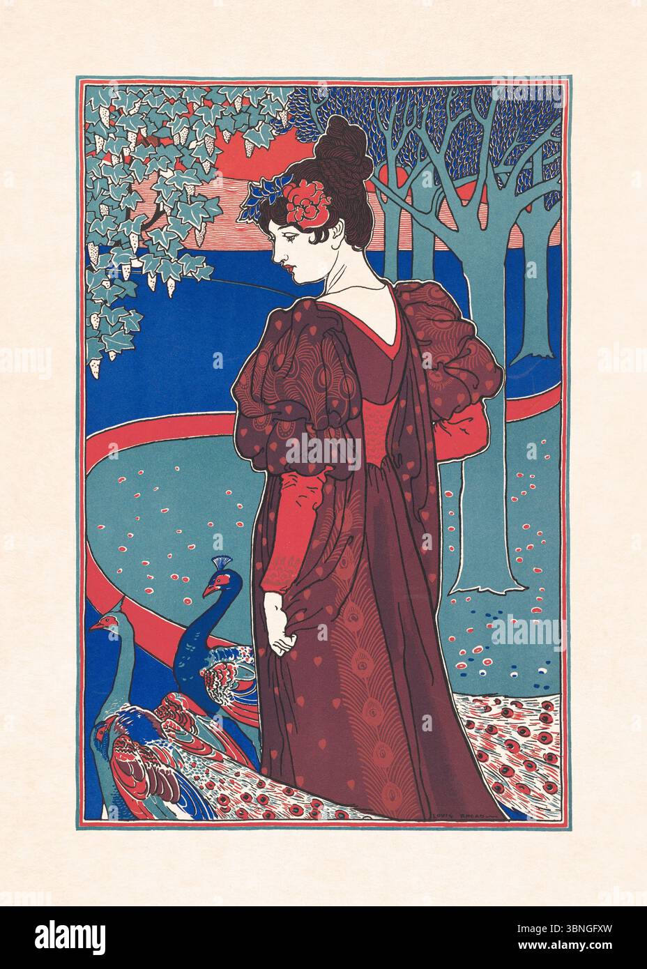 Art Nouveau color lithograph by Louis Rhead entitled "Woman with ...