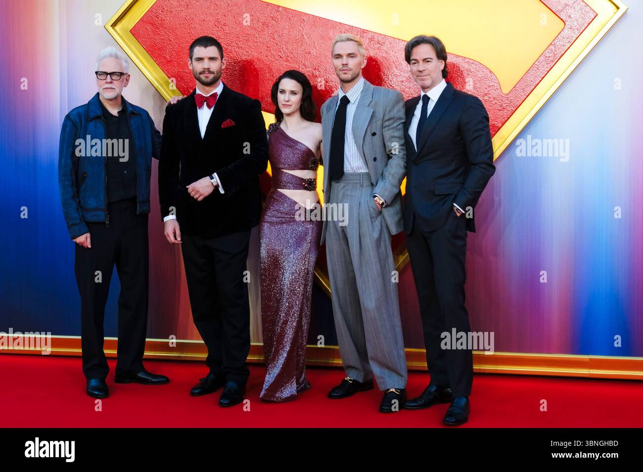 James Gunn, David Corenswet, Rachel Brosnahan, Nicholas Hoult und Peter Safran beim Fan Event ...
