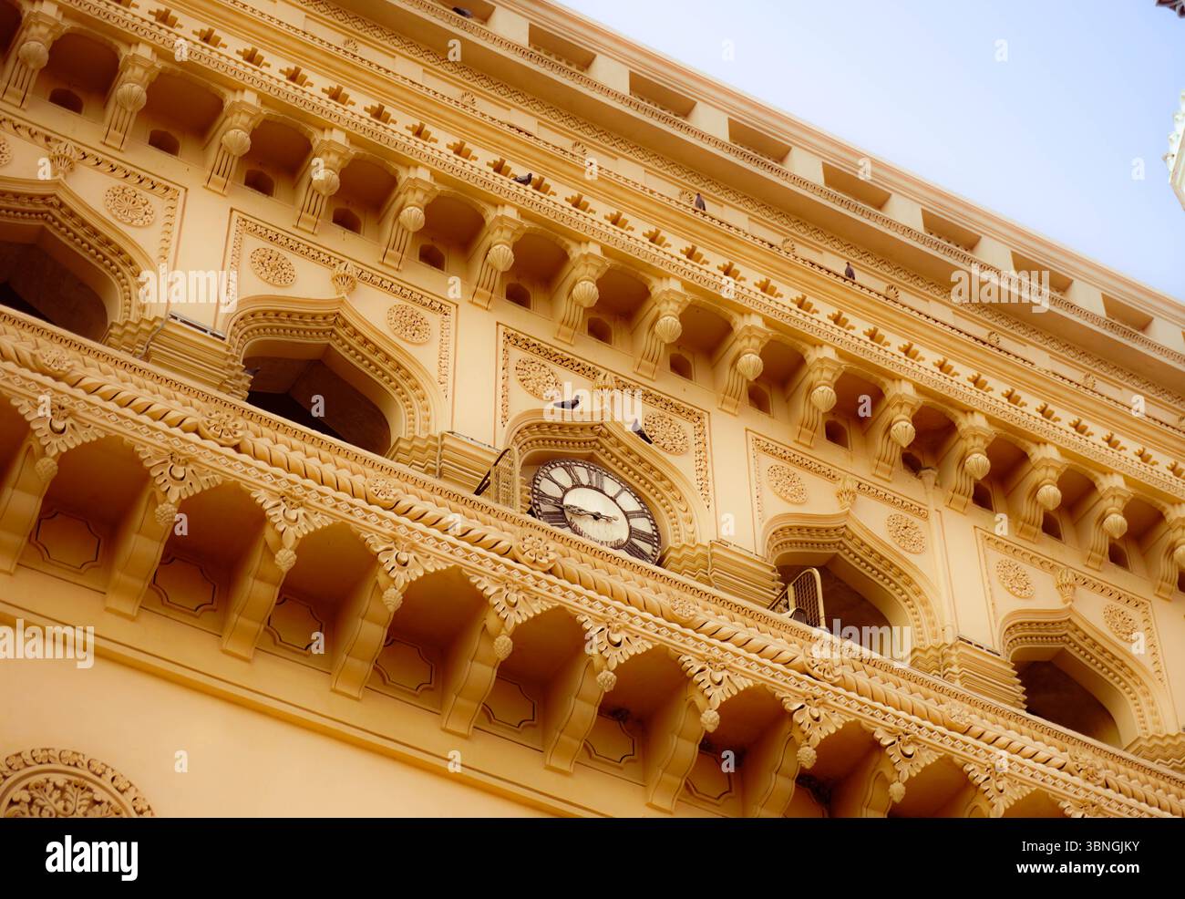 Detailed view of Charminar clock and arches, Hyderabad, India Stock ...