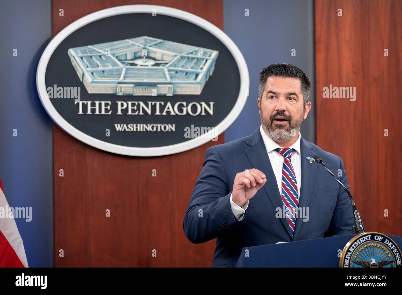 Pentagon spokesman Sean Parnell speaks during a press briefing at the ...