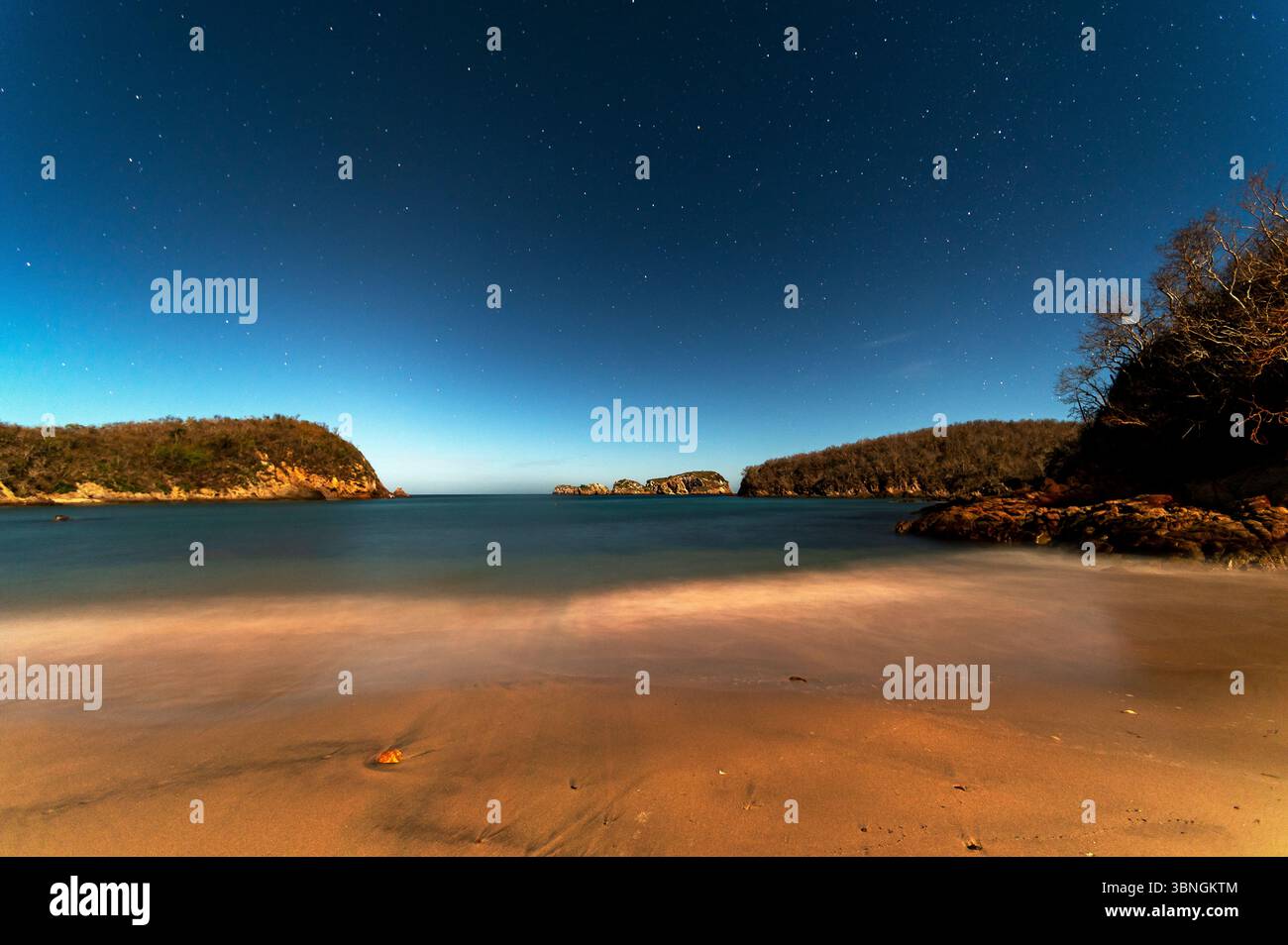 Playas Paraíso at night and dawn. Costa Careyes, Jalisco, Mexico Stock ...