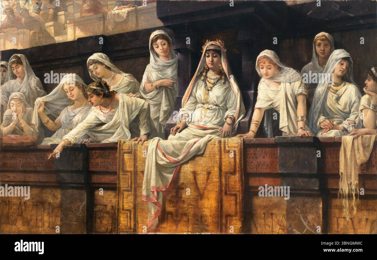 Louis Hector Leroux - Vestal virgins at the Roman Colosseum Stock Photo ...