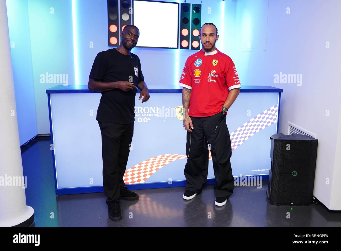 EDITORIAL USE ONLY Lewis Hamilton (right) with DJ AG at The House of ...