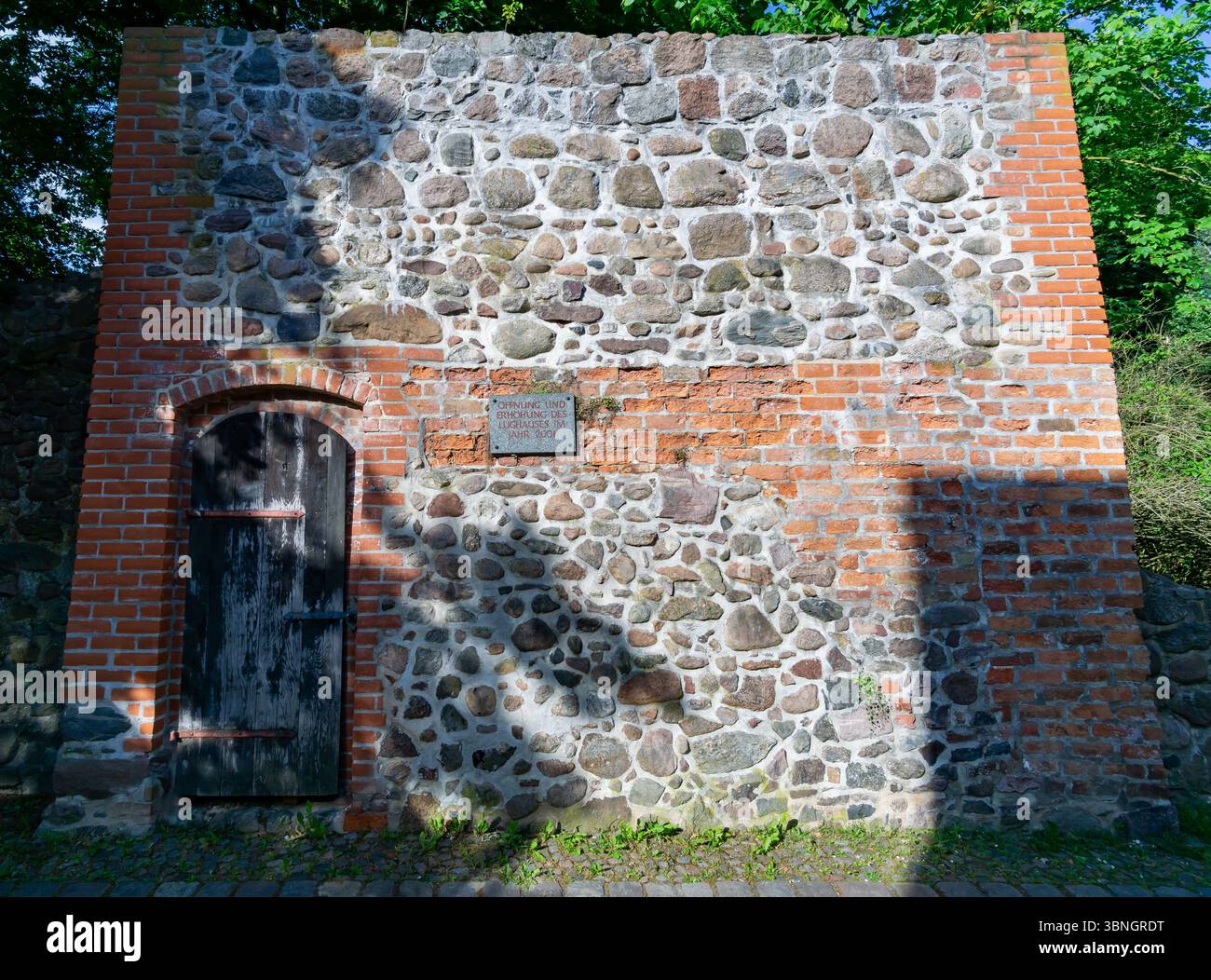 Restored Lughaus watchtower built into the medieval city wall of Bernau ...