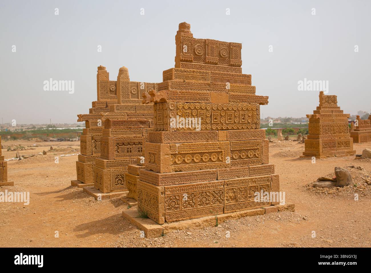 Chaukhandi cemetery near Karachi, Pakistan. Ancient islamic carved ...