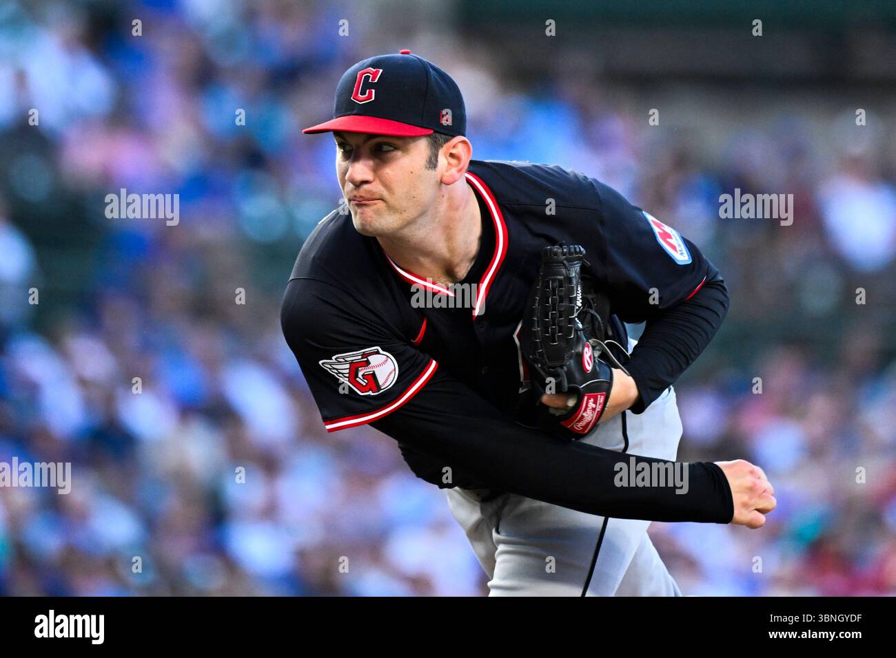 Cleveland Guardians pitcher Gavin Williams delivers during the first ...