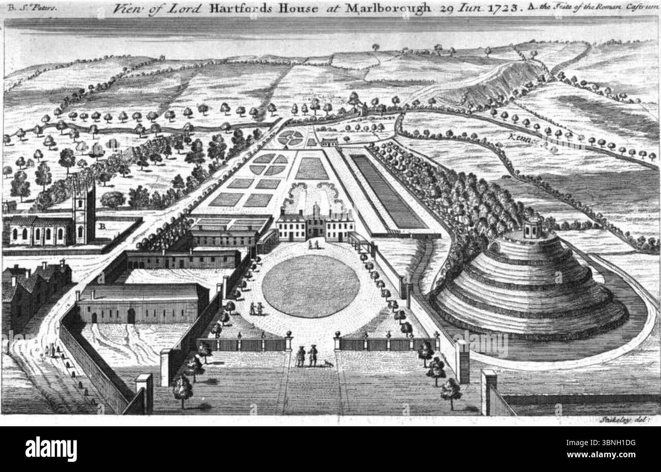 Low aerial view of Marlborough in the Itinerarium Curiosum Stock Photo ...