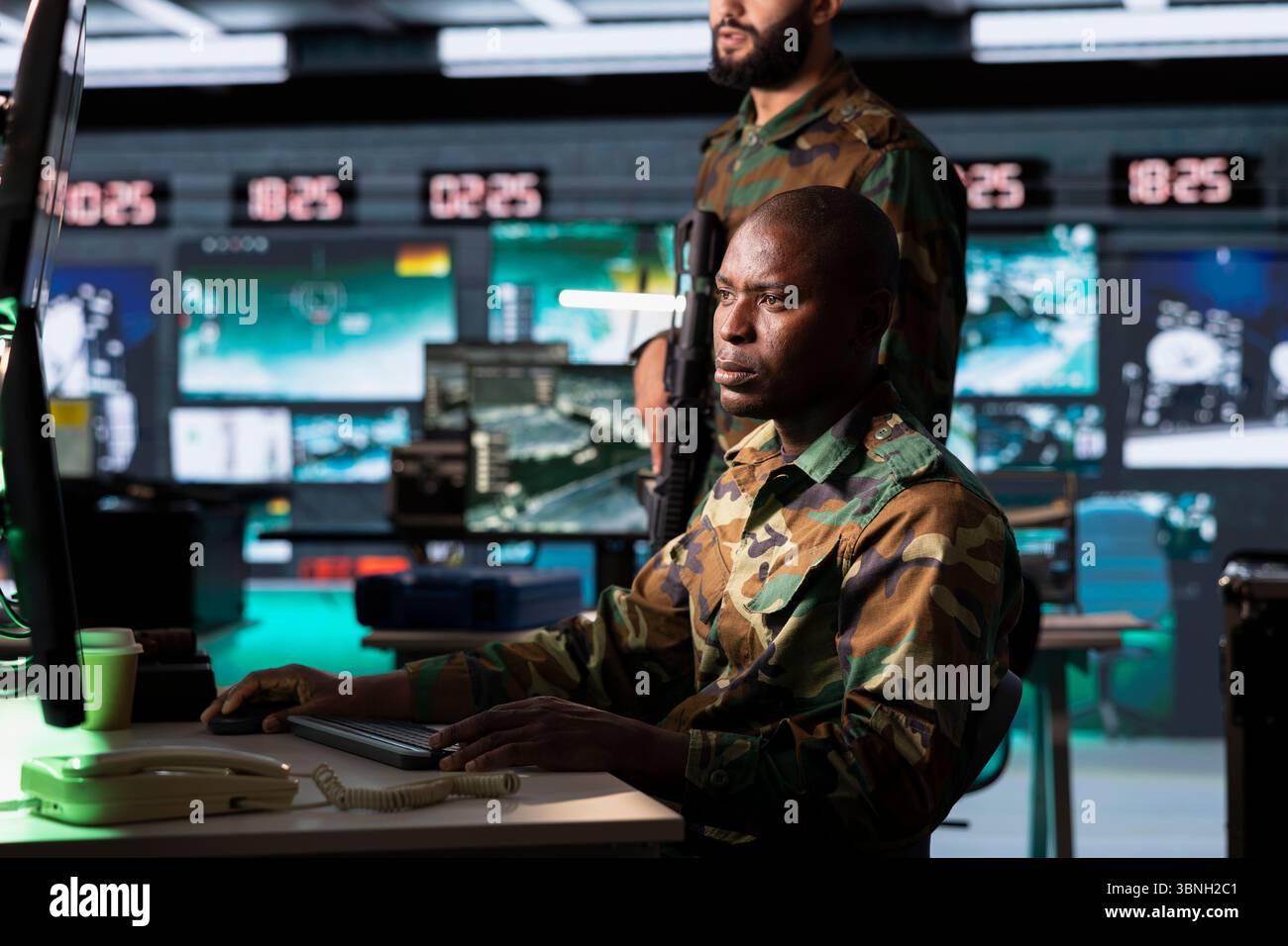 African warlord in base of operations housing operational missile ...