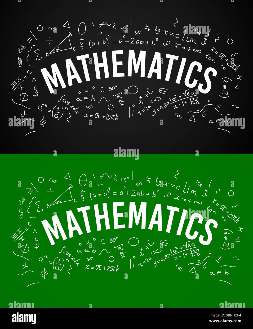 Math formulas on school blackboard, vector mathematics science ...