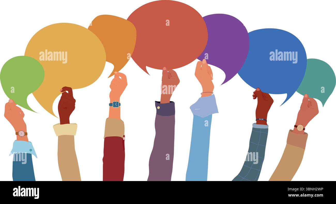 Anonymous raised hand multicultural group racial equality diversity ...