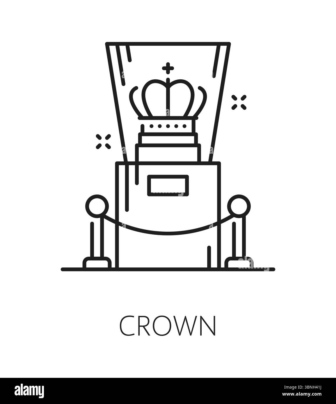 Royal jewelry museum exhibition line icon or pictogram. Royal regalia ...
