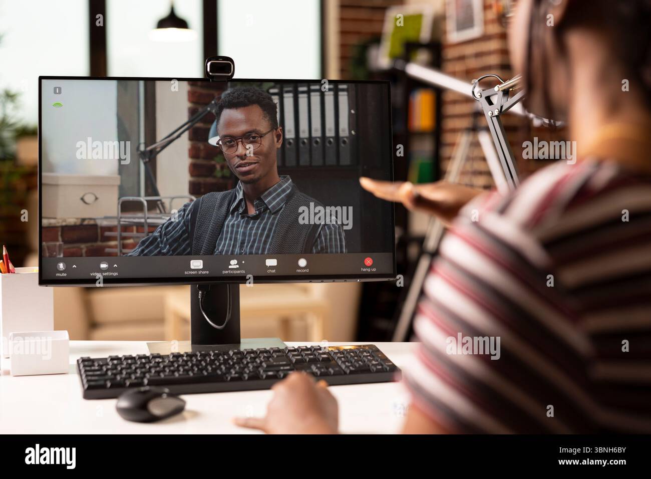 Business woman providing video conference hi-res stock photography and ...