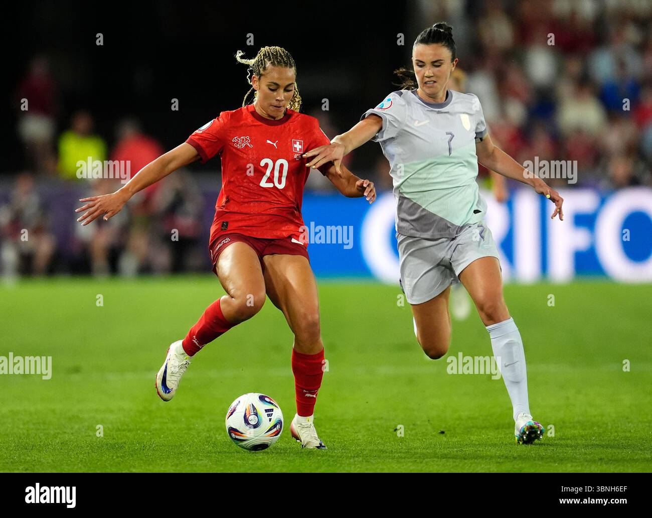 Switzerland's Alayah Pilgrim (left) and Norway's Ingrid Enge battle for ...