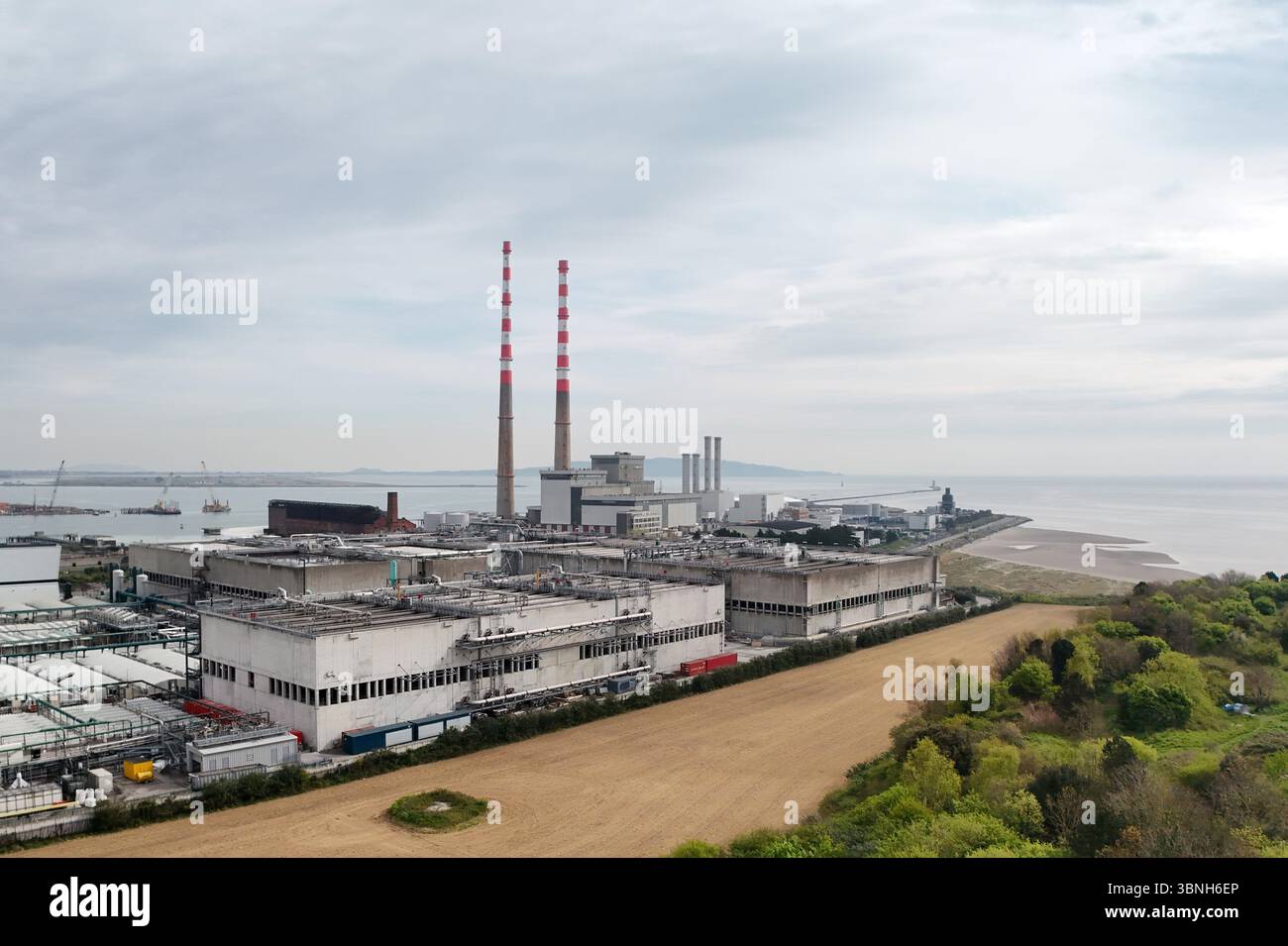 Dublin, Ireland - 12th April 2025 - Aerial view of the ESB Poolbeg ...