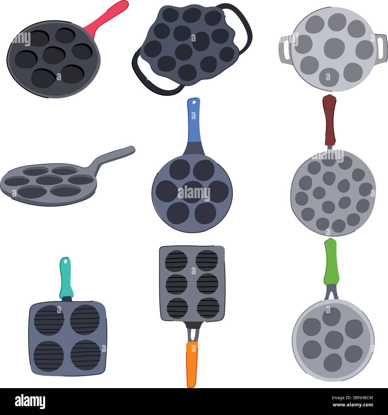 mini pancake pan set cartoon vector illustration Stock Vector Image ...